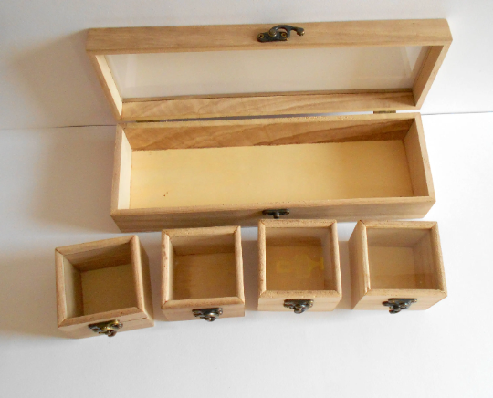 Unfinished Wooden display boxes-set of 5 - Exiarts & Ecocrafts