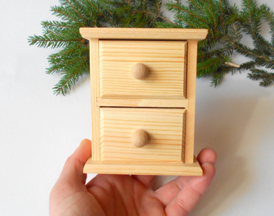Unfinished Wooden drawers box- 2 small drawers - Exiarts & Ecocrafts