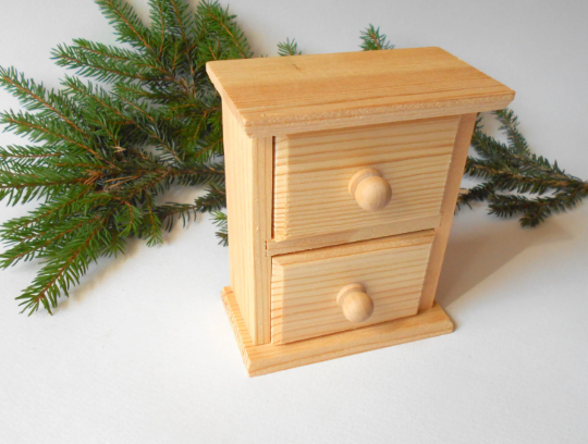 Unfinished Wooden drawers box- 2 small drawers - Exiarts & Ecocrafts
