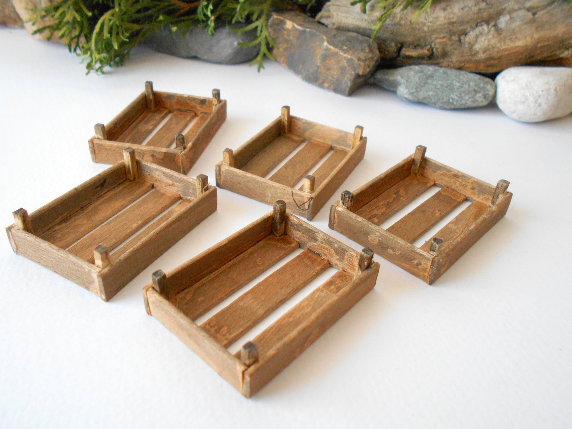 Miniature wooden crates- 5 set light brown - Exiarts & Ecocrafts