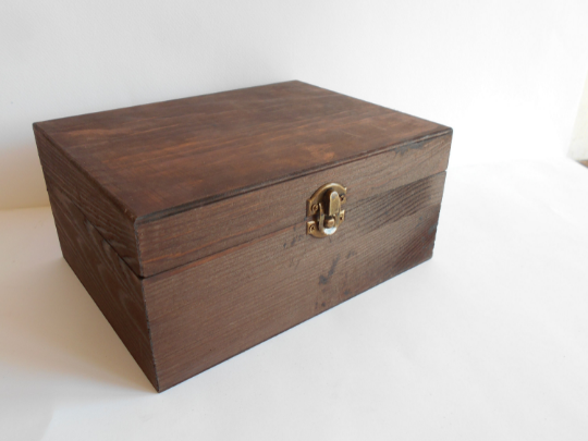 Wooden box chest- large rectangular container box- unfinished wooden b ...