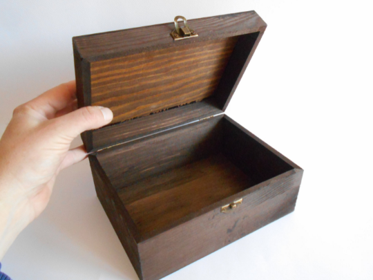 Wooden box chest- large rectangular container box- unfinished wooden b ...