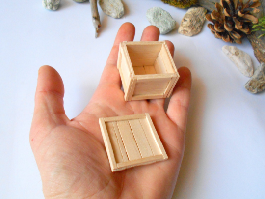 Miniature box chest with a cap- transporting chest box made of bamboo ...