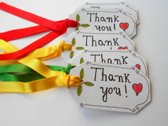 Thank you gift tags- Choose a set number- card stock tags for gifts an ...