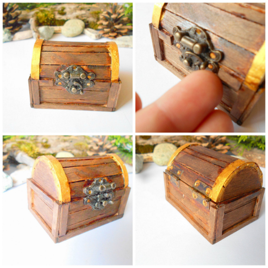Miniature treasure chest box- Dollhouse chest box -mini accesories- 1 ...