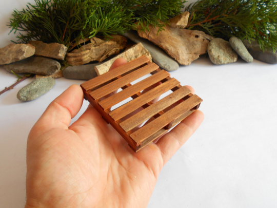 Mini pallet coaster- miniature pallet 1/12 scale from real pine wood ...