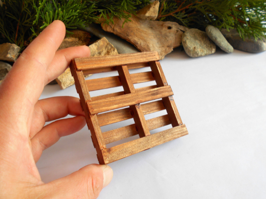 Mini pallet coaster- miniature pallet 1/12 scale from real pine wood ...