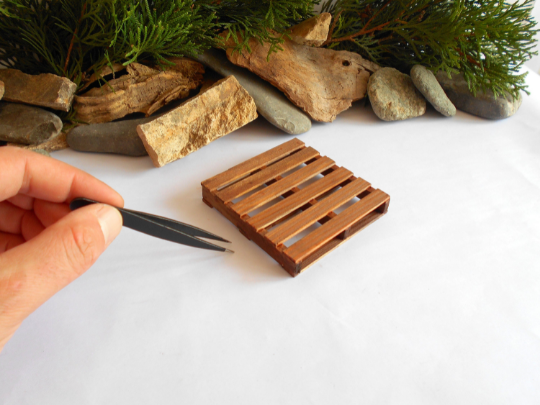 Mini pallet coaster- miniature pallet 1/12 scale from real pine wood ...