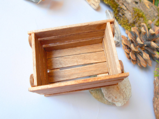 Miniature wooden crate- Brown crate -Dollhouse accessories- 1/12 scale ...
