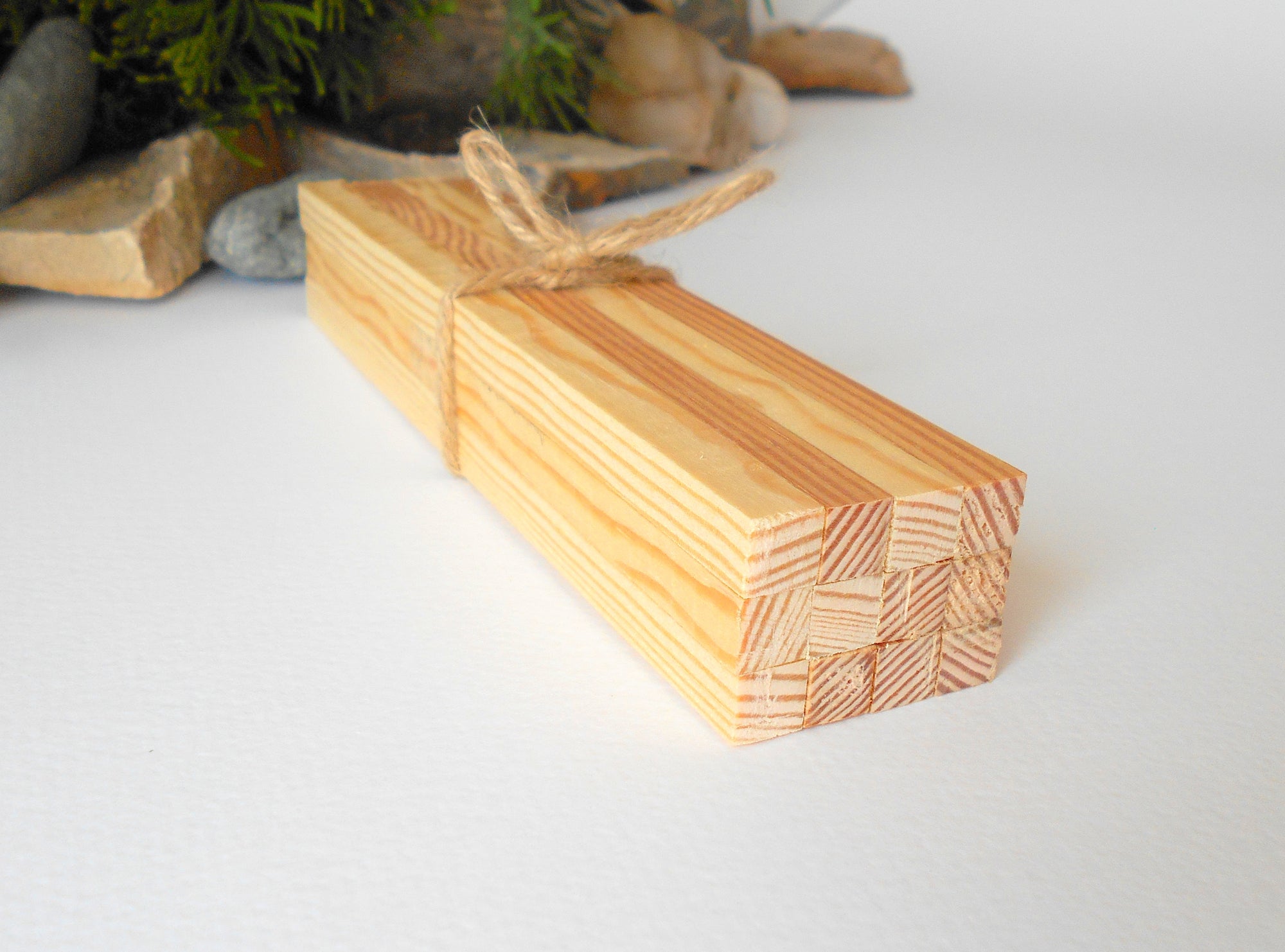 Mini wooden materials- Miniature lumber beams- 8x8 mm- 12 psc.- 6 inch - Exiarts & Ecocrafts
