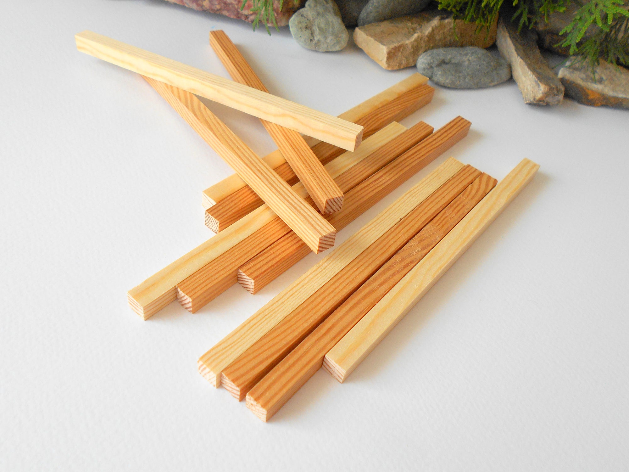 Mini wooden materials- Miniature lumber beams- 8x8 mm- 12 psc.- 6 inch ...