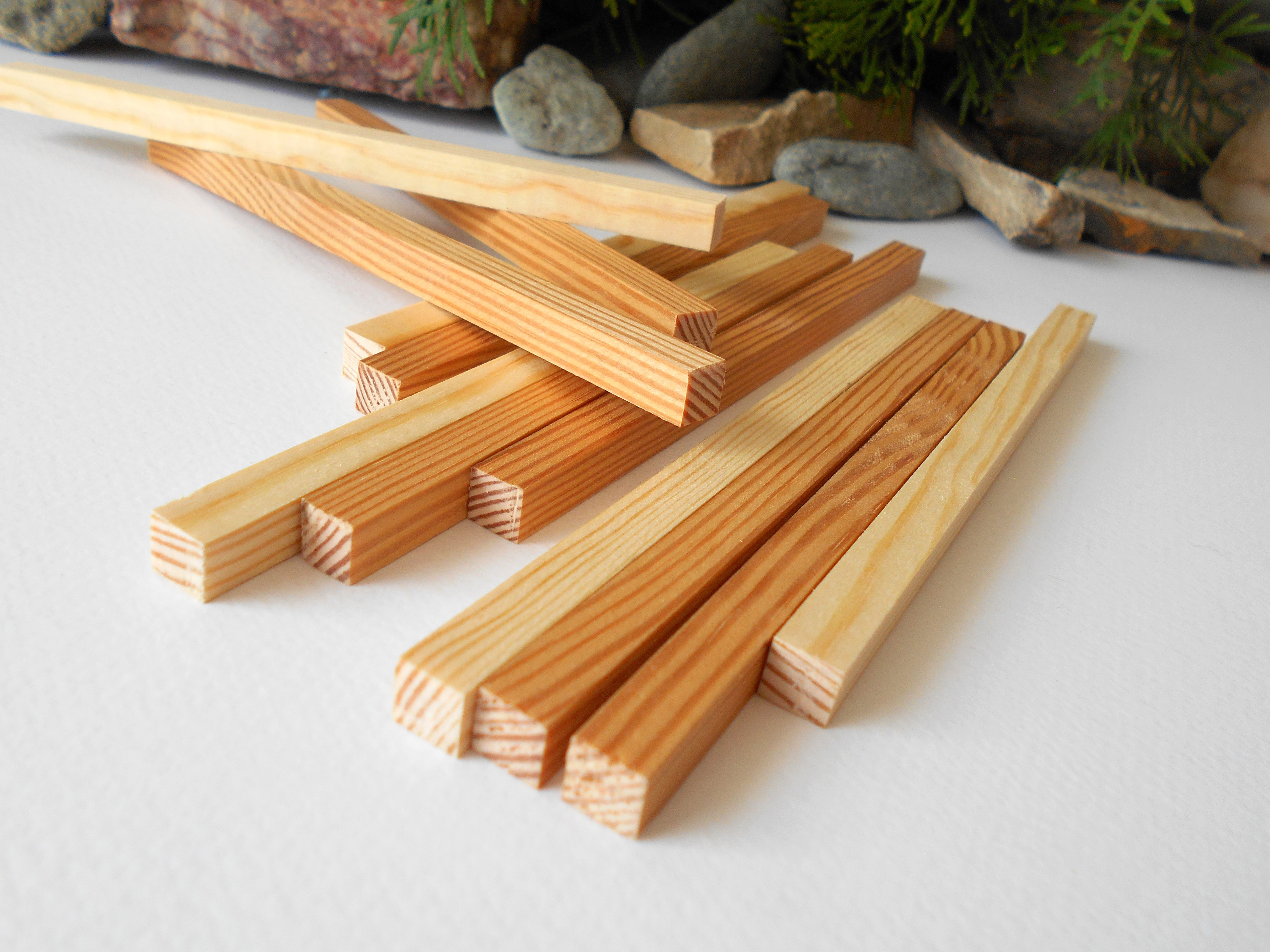 Mini wooden materials- Miniature lumber beams- 8x8 mm- 12 psc.- 6 inch - Exiarts & Ecocrafts