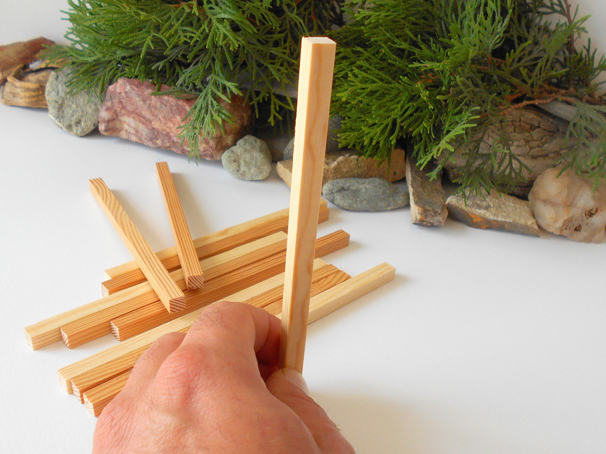 Mini wooden materials- Miniature lumber beams- 8x8 mm- 12 psc.- 6 inch - Exiarts & Ecocrafts