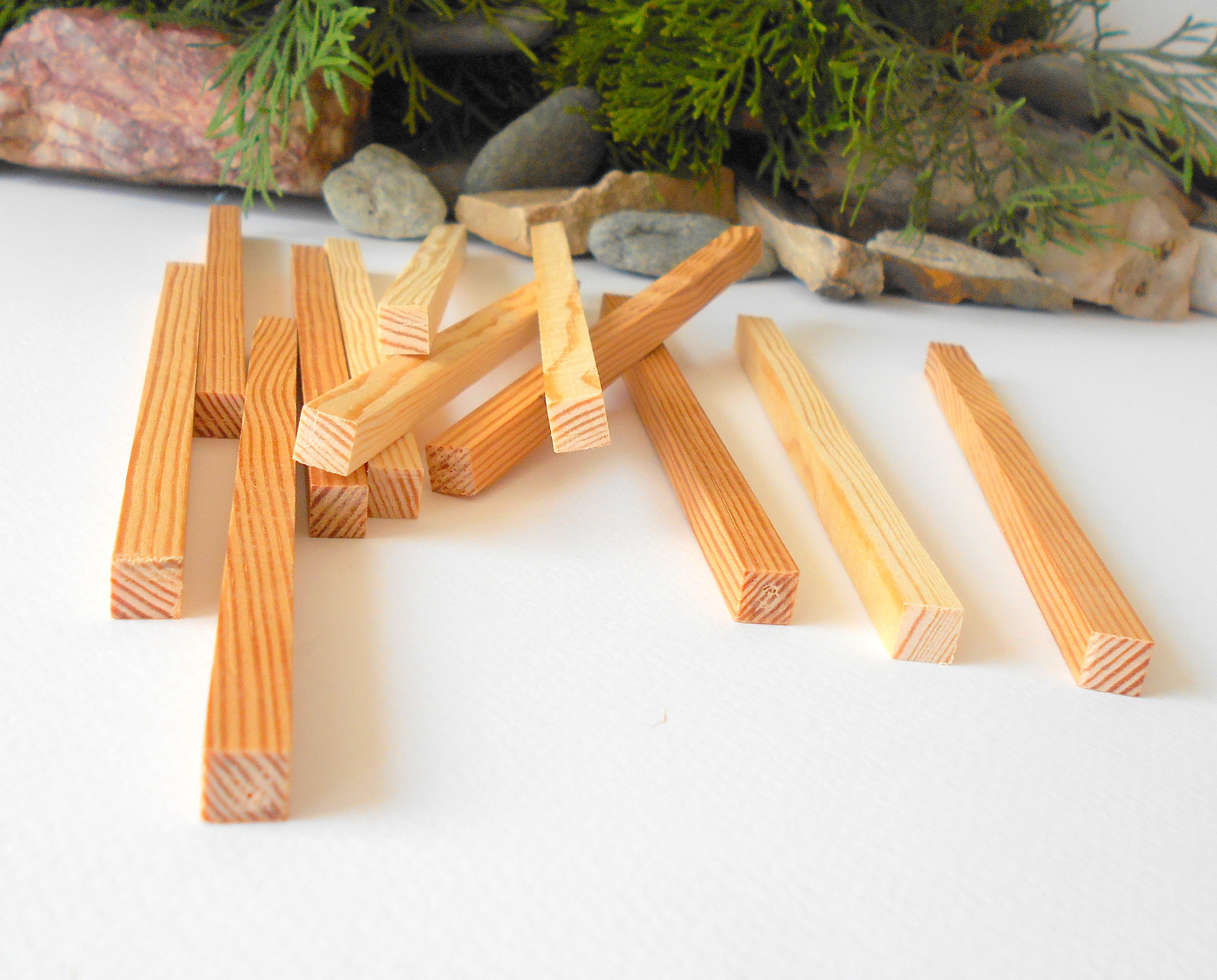 Mini wooden materials- Miniature lumber beams- 8x8 mm- 12 psc.- 6 inch ...
