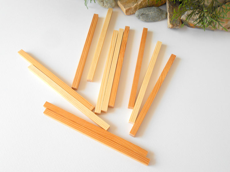 Mini wooden materials- Miniature lumber beams- 8x8 mm- 12 psc.- 6 inch ...