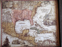 Miniature North America map framed with real pinewood- mini map for do ...