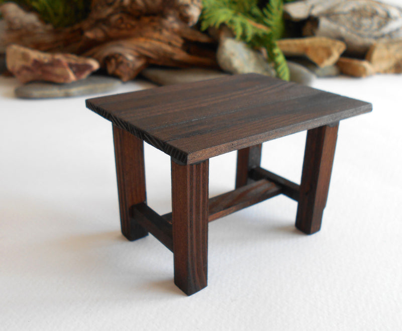 Miniature wooden table- rustic table of real pine wood- dollhouse furn ...