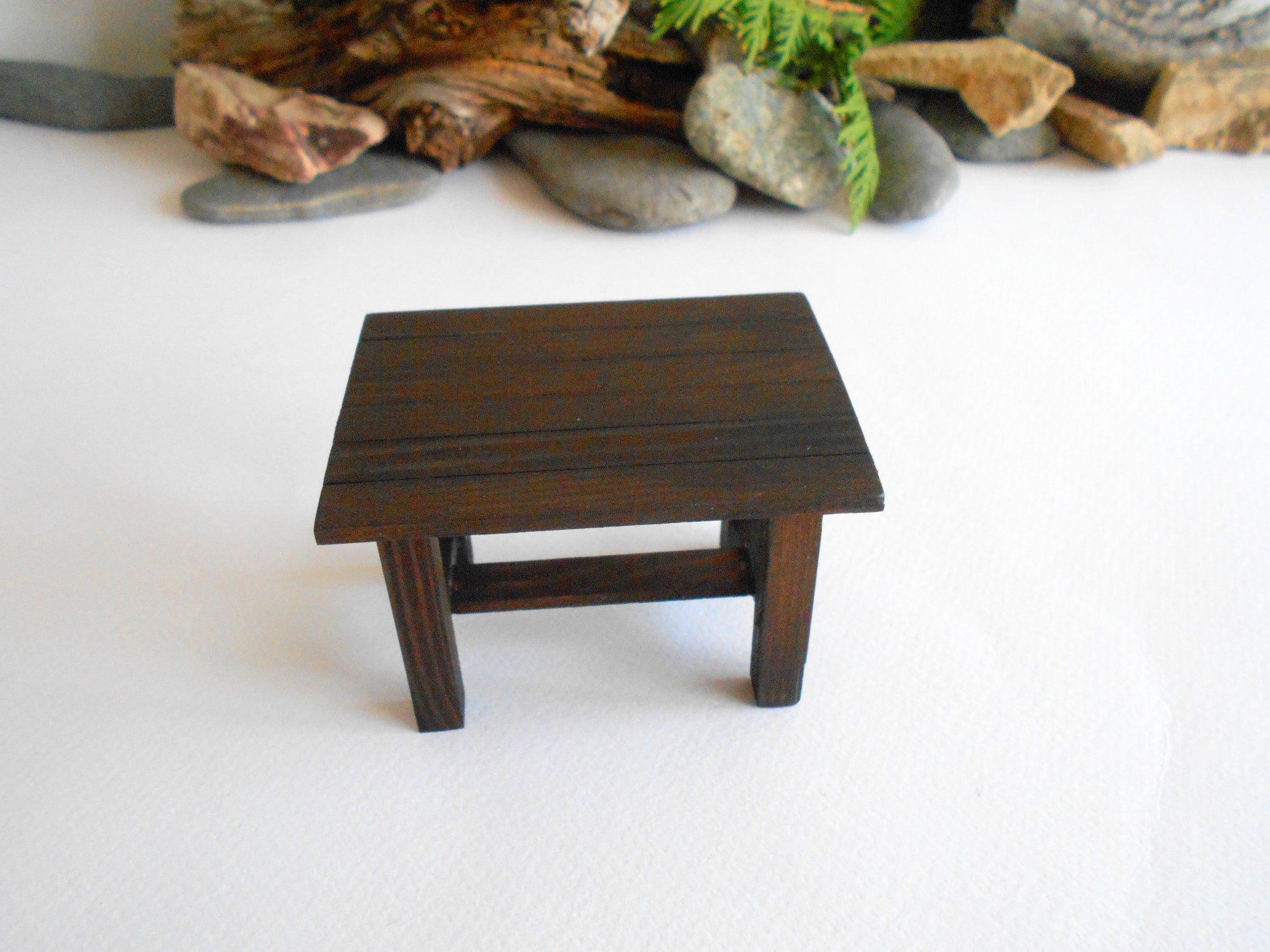 Miniature wooden table- rustic table of real pine wood- dollhouse furn ...