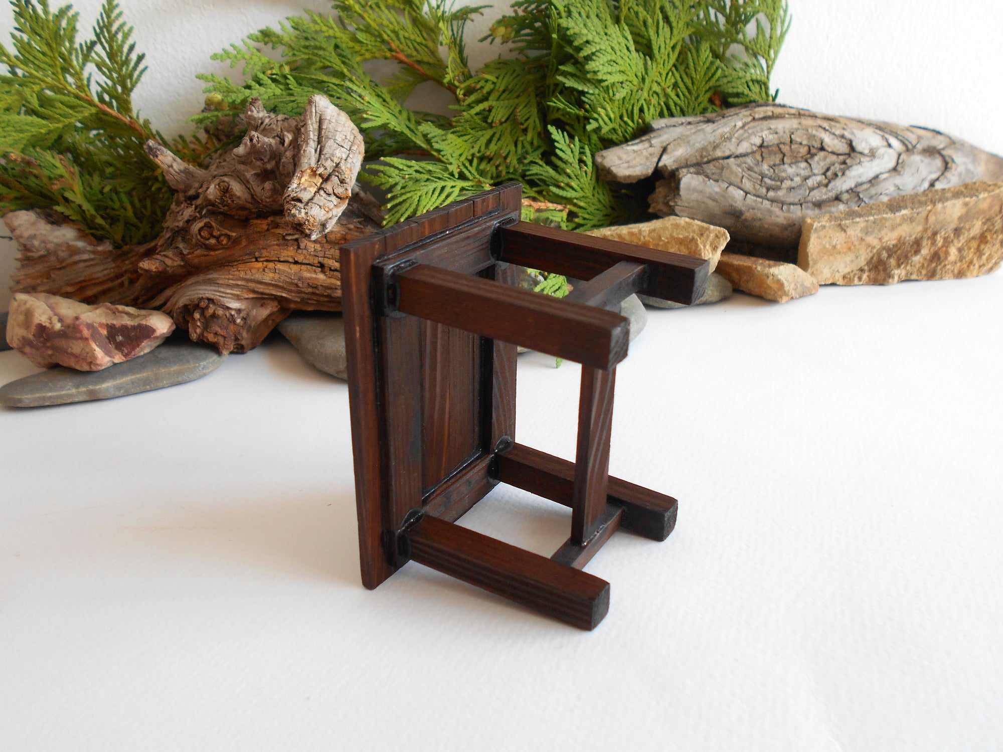 Miniature wooden table- rustic table of real pine wood- dollhouse furn ...