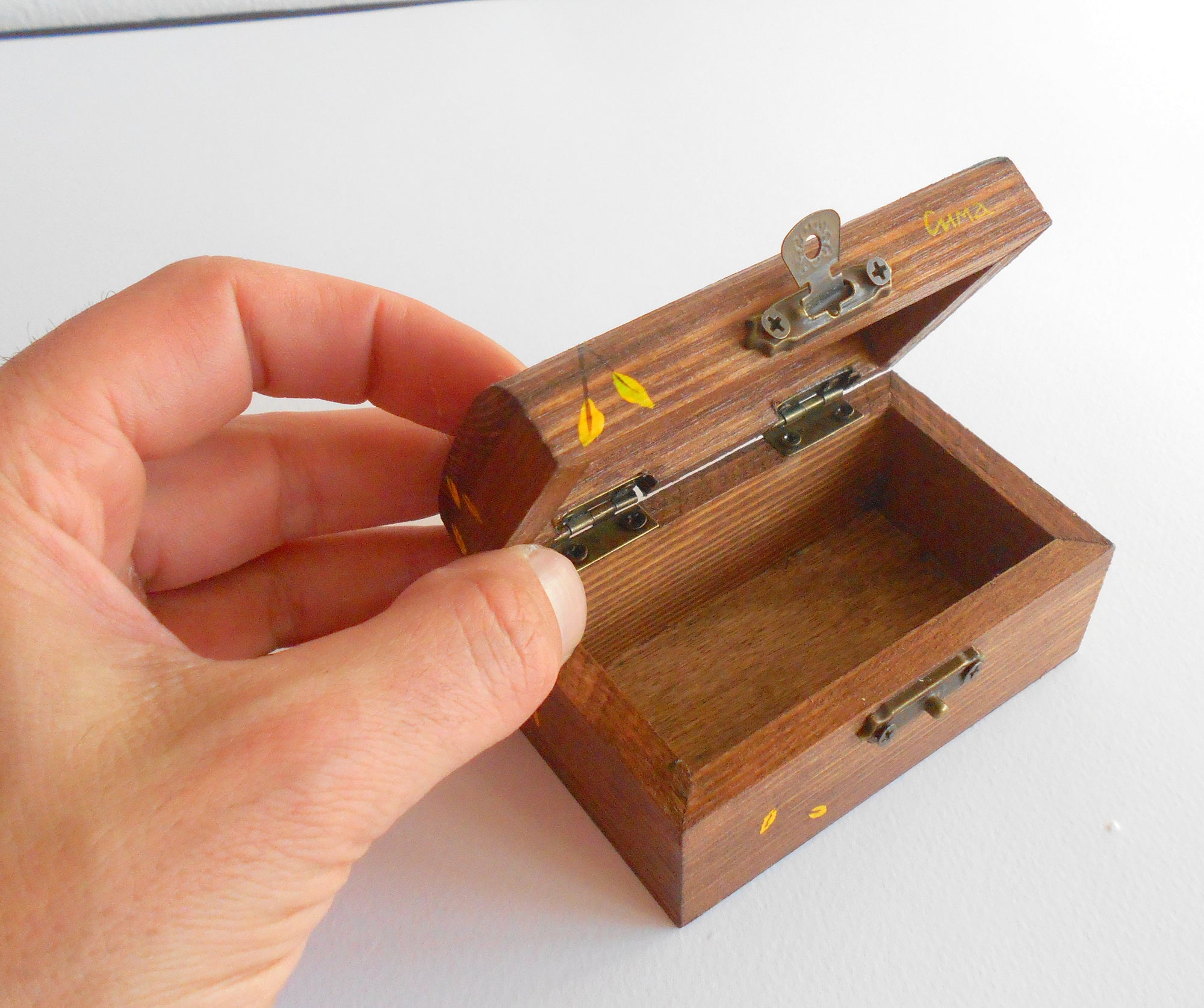 Autumn leaves art wooden ring box- acrylic painted rectangular box- wo ...